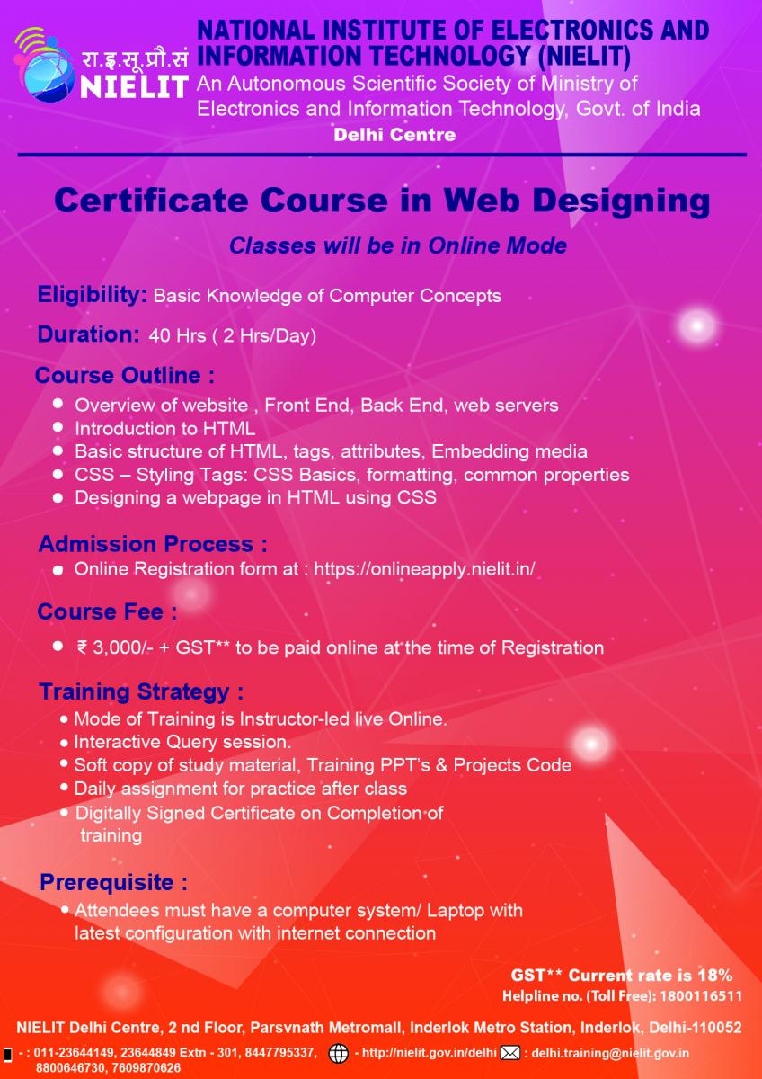 Course In Web Designing.jpg | Government of India : National Institute of Electronics ...